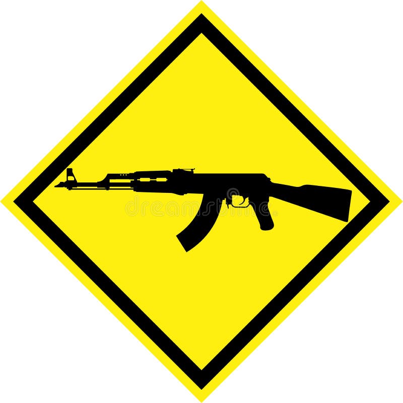 Yellow Hazard Sign with Rifle Stock Illustration - Illustration of ...
