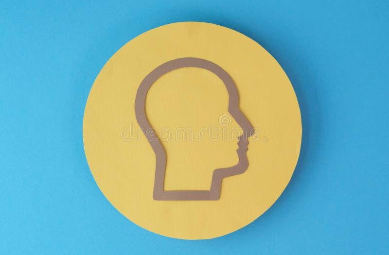 A Yellow Head with a Brown Border is on a Blue Background Stock Image ...