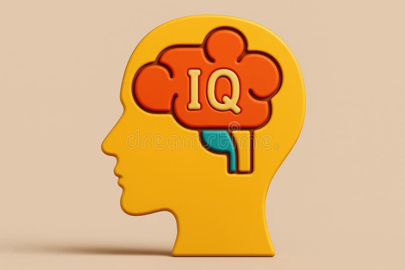Yellow Head with IQ Brain Illustration for Cognitive Abilities and ...