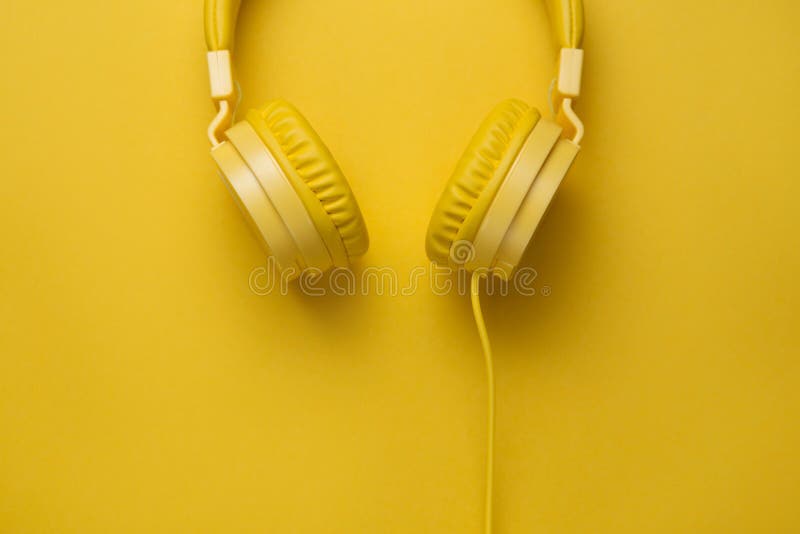 Yellow Headphones on Yellow Background. Music Concept. Stock Photo ...