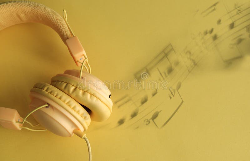 Yellow Headset and Music Notes Stock Photo - Image of concept, coloured ...