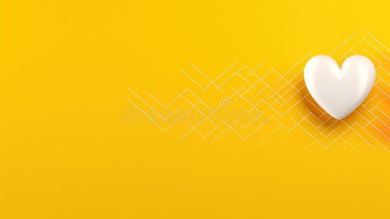 Yellow Heart on Electrocardiogram ECG with Yellow Heart, Heart Wave ...