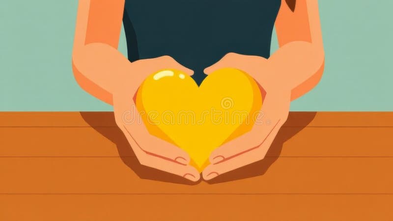 Yellow Heart in Human Hands Stock Photo - Image of cardiologist ...