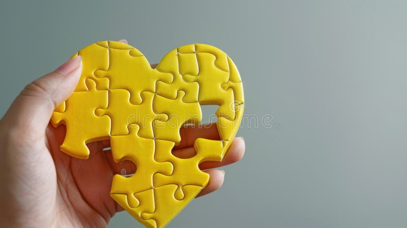 The Yellow Heart Puzzle. AI Generated Stock Photo - Image of support ...