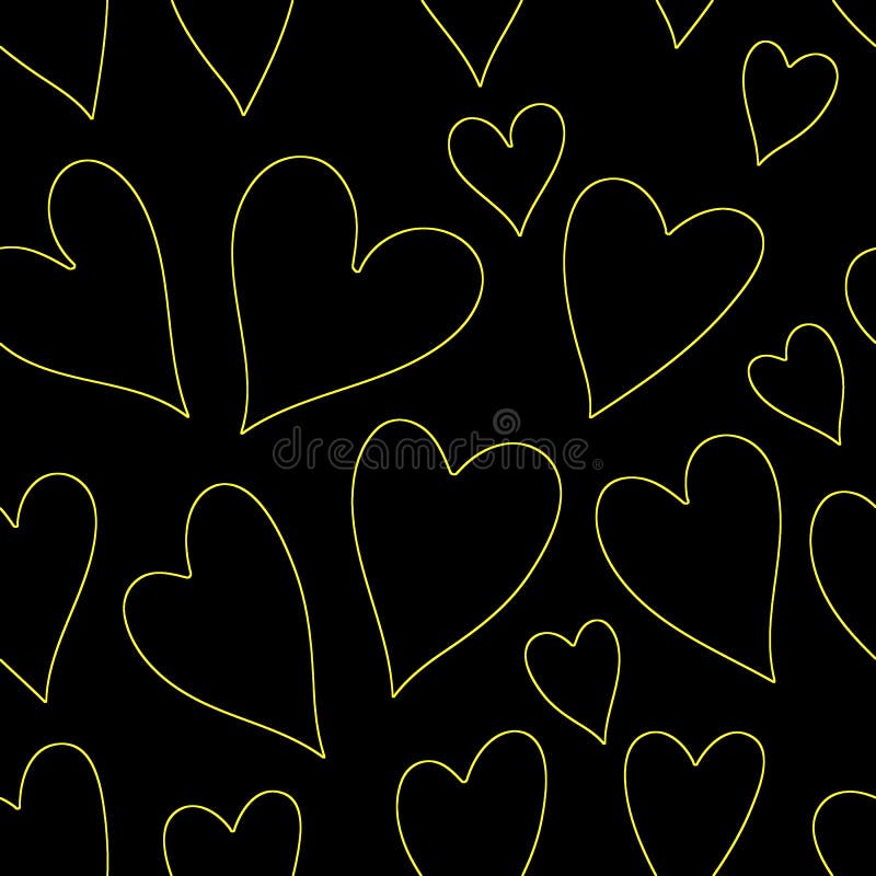 Yellow Heart Seamless Pattern Stock Illustration - Illustration of gift ...
