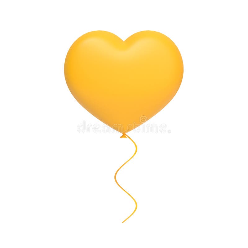 Yellow Heart Shaped Balloon Isolated on White Background Stock ...