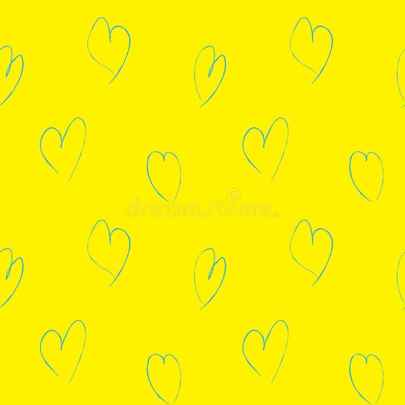 Yellow Heart Shaped Brush Stroke Seamless Pattern Background Stock ...