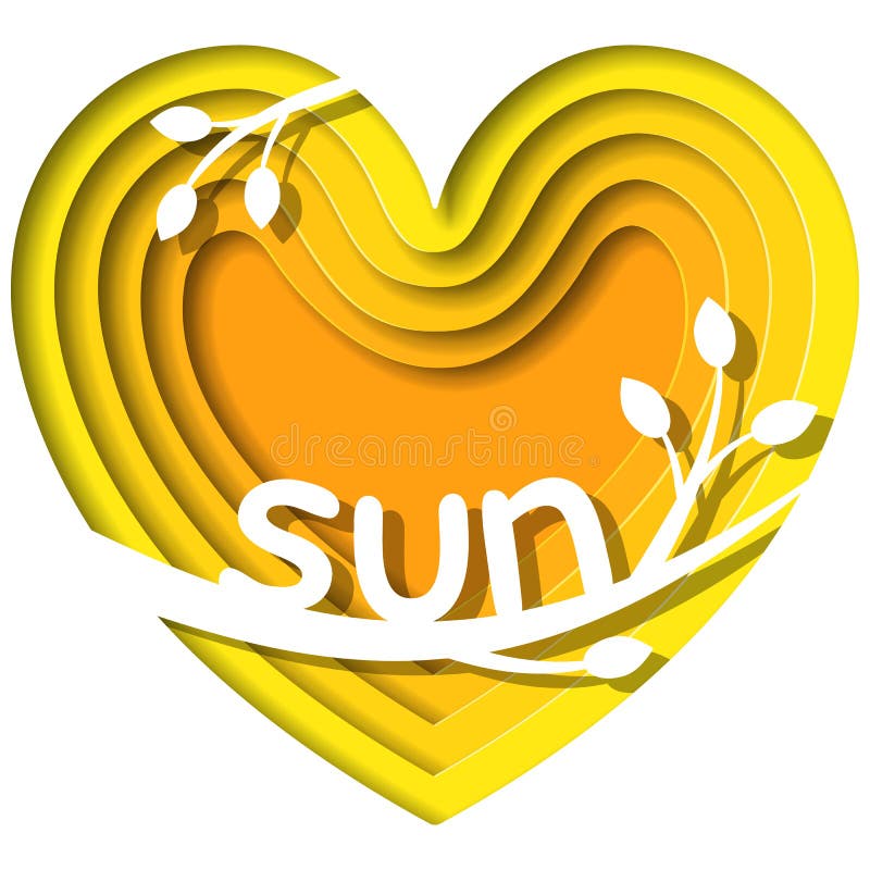 Yellow Heart Sun Symbol of Summer. Vector Illustration with Cut Out ...