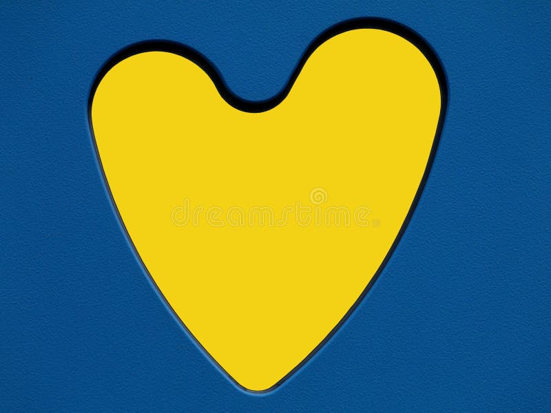 Yellow Heart Symbol in Blue Cut Out Toy Panel Stock Photo - Image of ...