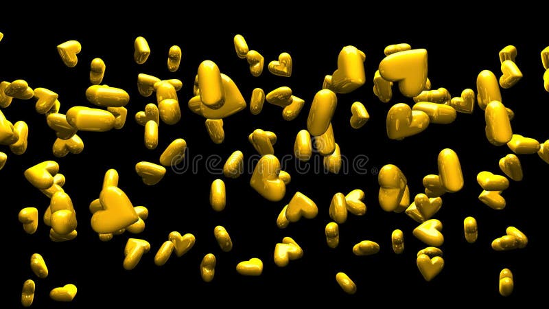 Yellow Hearts on Black Background Stock Video - Video of marriage ...