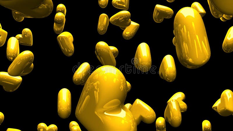 Yellow Hearts on Black Background Stock Video - Video of gorgeous ...