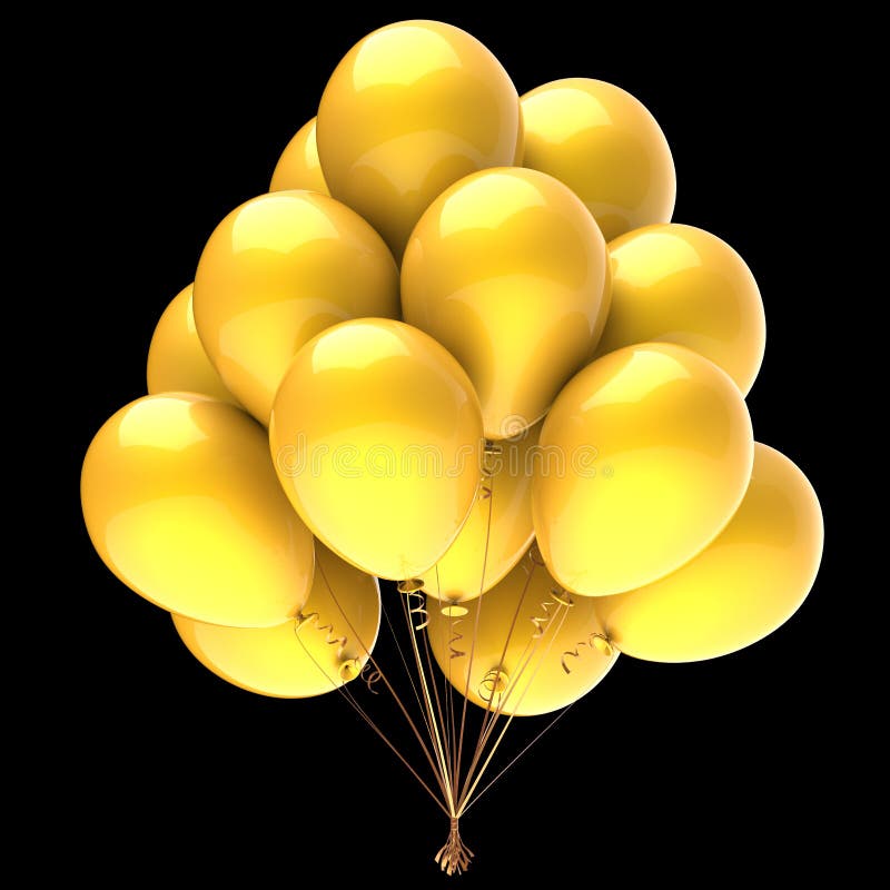 Yellow Helium Balloons Bunch Party Decoration Stock Illustration
