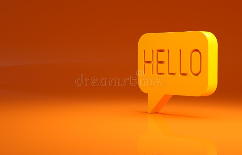 Yellow Hello in Different Languages Icon Isolated on Orange Background ...