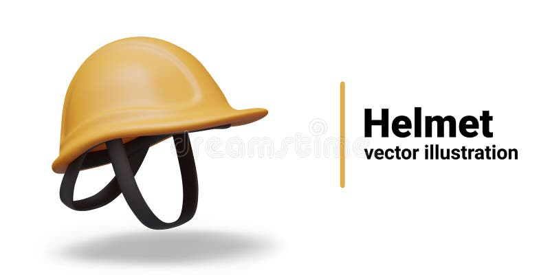 Yellow Helmet in 3D Style. Classic Element of Worker Head Protection ...