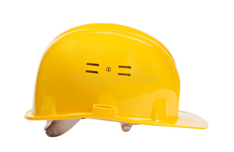 Yellow helmet isolated stock photo. Image of work, protective - 7429156