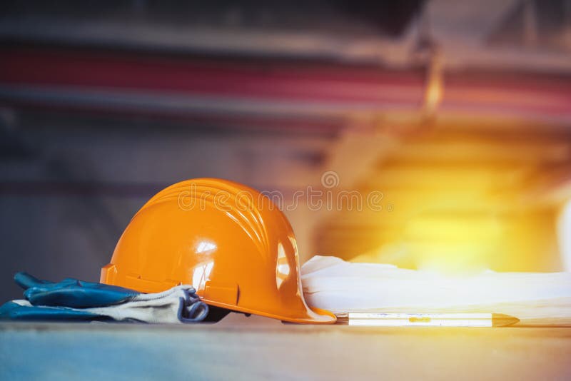 Yellow Helmet Like a Helmet for Engineer is Working on a Job Site Stock ...