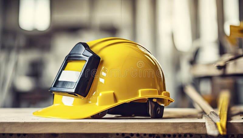 Yellow Helmet on the Table, Construction Equipments on the Table ...