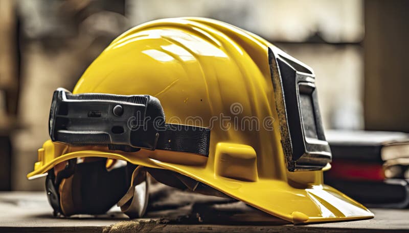 Yellow Helmet on the Table, Construction Equipments on the Table ...