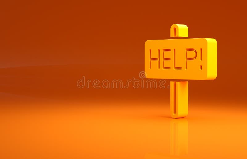Yellow Help Icon Isolated on Orange Background. Minimalism Concept ...