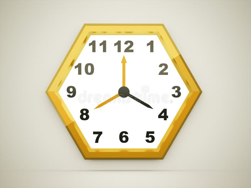 Yellow hexagonal clock stock illustration. Illustration of rendered ...