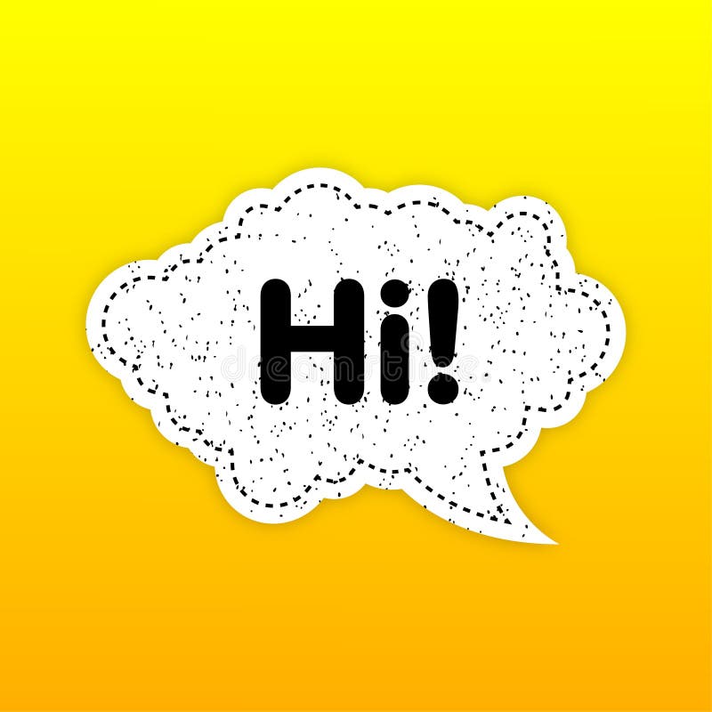 Yellow Hi Speech Bubble Icon Symbol. Web Design. Sticker Design. Stock ...