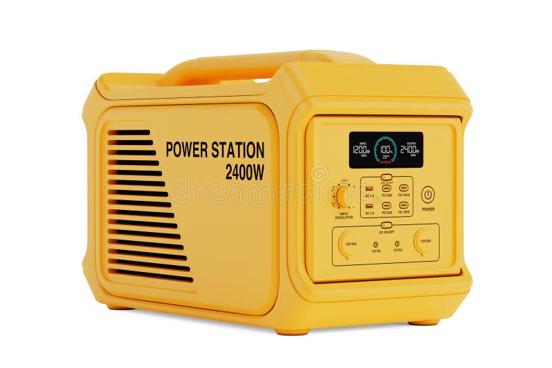 Yellow High Capacity Portable Power Generator Station in Clay Style. 3d ...