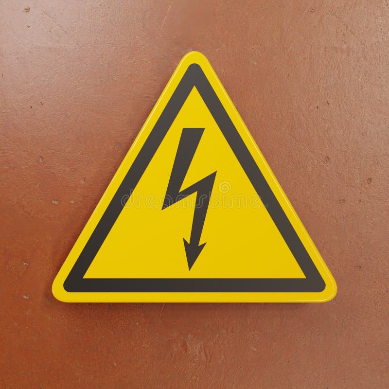 Yellow High Voltage Triangular Hazard Symbol Stock Illustration ...