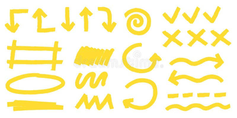 Yellow Highlight Marker Elements Stock Illustration - Illustration of ...