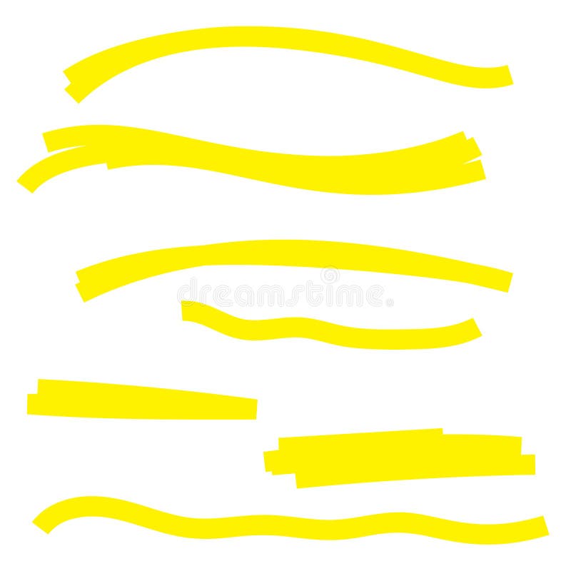 Yellow Highlighter Marker Strokes. Stock Vector - Illustration of line ...