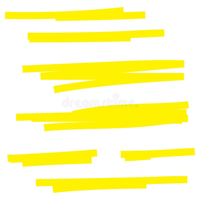 Yellow Highlighter Marker Strokes. Stock Vector - Illustration of ...
