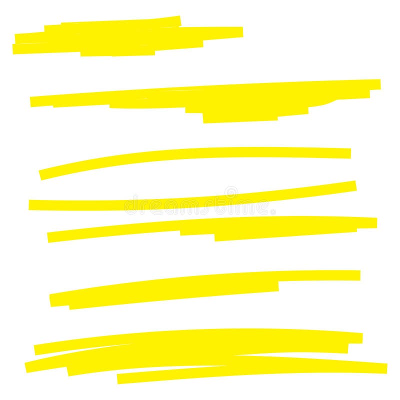 Yellow Highlighter Marker Strokes. Stock Vector - Illustration of paint ...