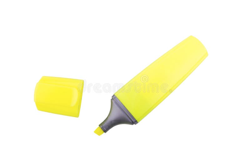 Yellow Highlighter Over a White Background Stock Image - Image of ...