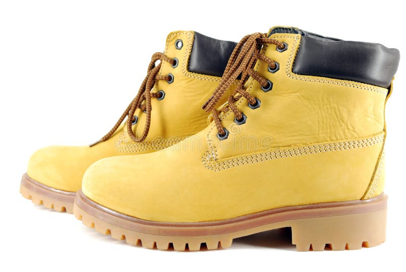 Yellow hiking boots stock image. Image of leather, footwear - 15980115