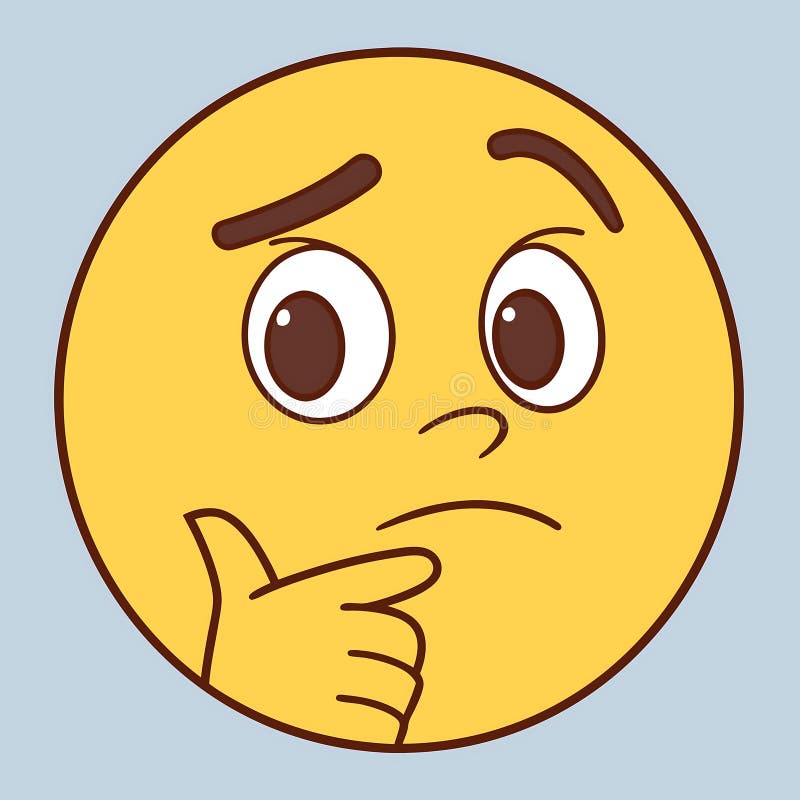 Yellow Hmm Emoji Face Thinking with Hand on Chin with Gray Background ...