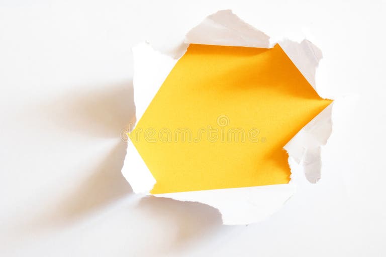 Yellow hole in paper stock image. Image of exploding, discovery - 9606885