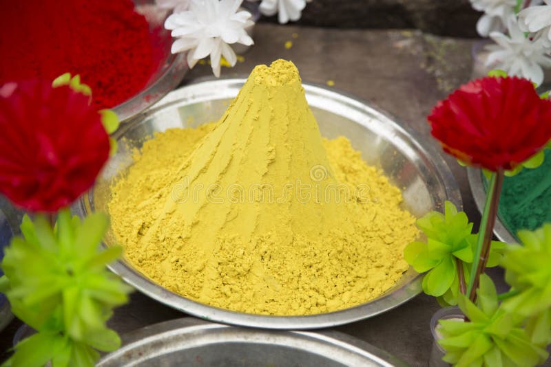 Yellow Holi Powder stock image. Image of hindu, cultural - 49714517