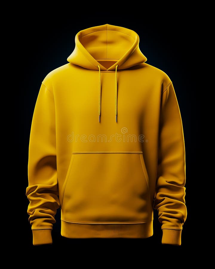 Yellow Hooded Hoodie on Black Background Stock Illustration ...