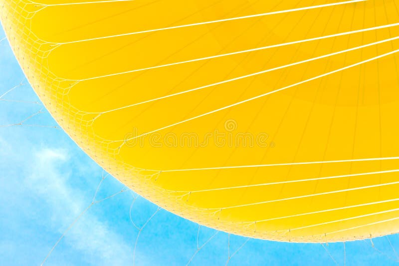 Yellow Hot Air Balloon On Blue Sky Stock Image - Image of race, flying ...