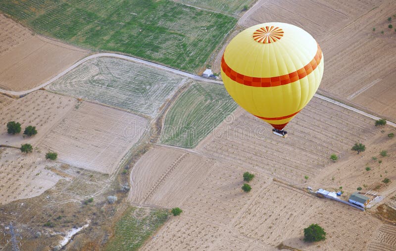 Air Balloon Flying Over the Land Stock Photo - Image of horizontal ...
