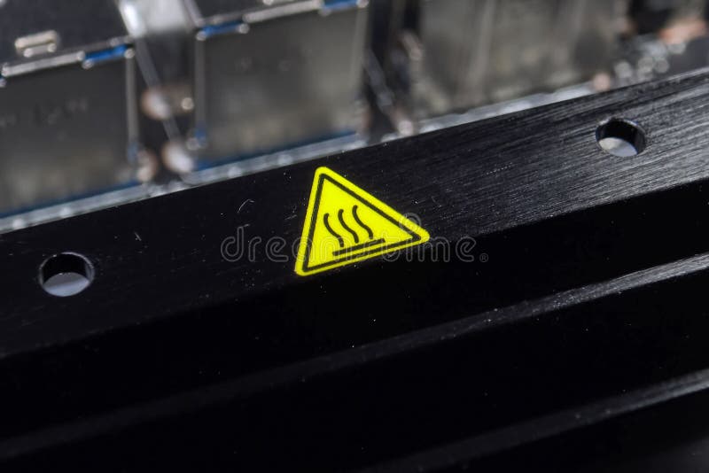 Yellow Hot Surface Sign. Designation of Hot Radiator Stock Image ...