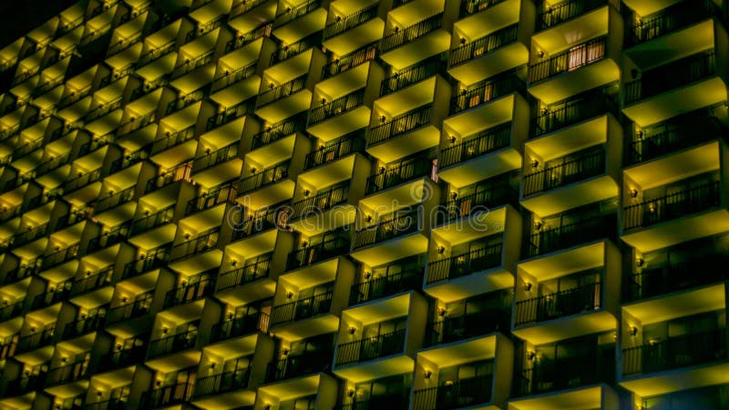 Yellow Hotel Illuminated Building in San Antonio Stock Photo - Image of ...