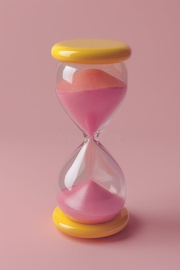 A Yellow Hourglass with Pink Sand is Positioned on a Pink Background ...