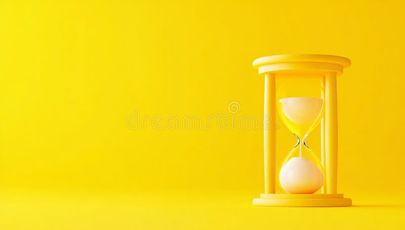 Yellow Hourglass Time Concept Minimalist 3D Render High Quality Image ...