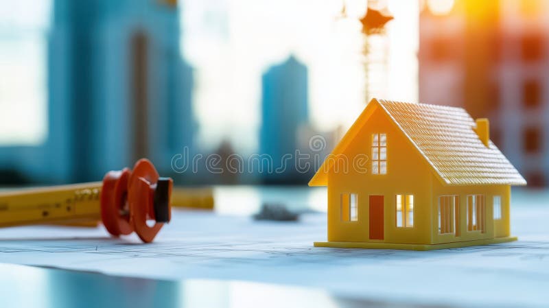 Yellow House on Blueprints, Visualizing the Architectural Design and ...