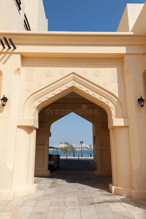 Yellow House Facade with Classical Arabic Style Arch Stock Image ...