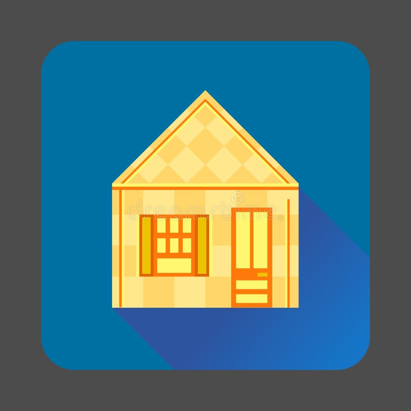 Yellow House Icon, Flat Style Stock Illustration - Illustration of ...