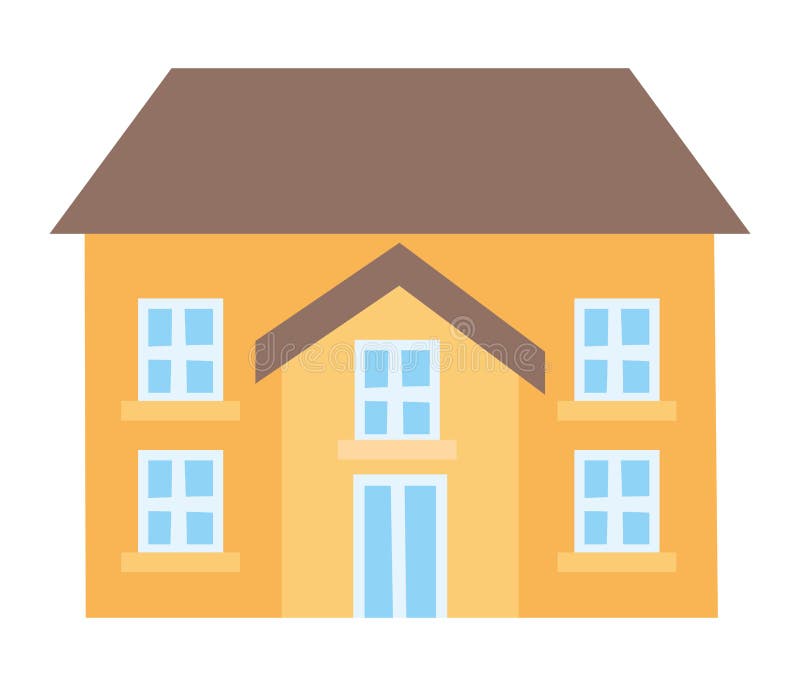 Yellow house illustration stock vector. Illustration of front - 249385522