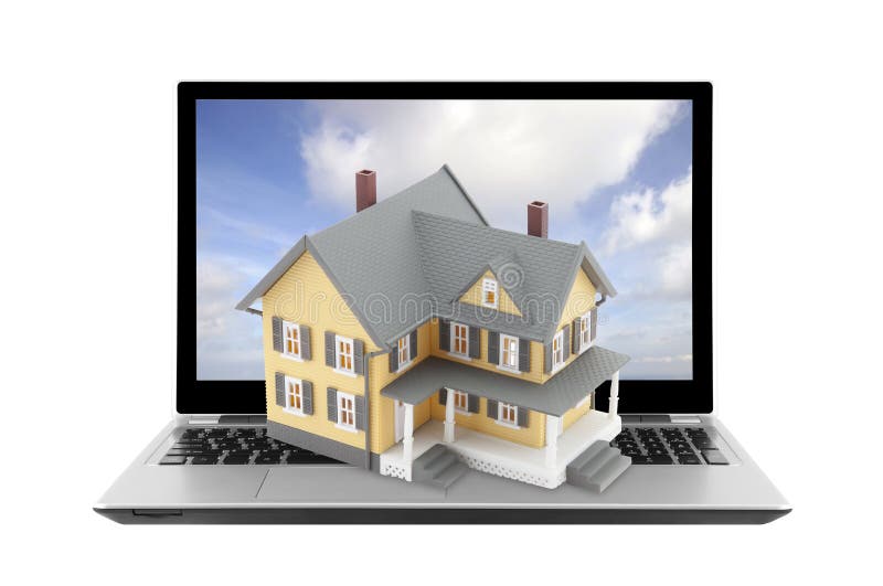 House toy over a laptop stock image. Image of laptop - 11289125