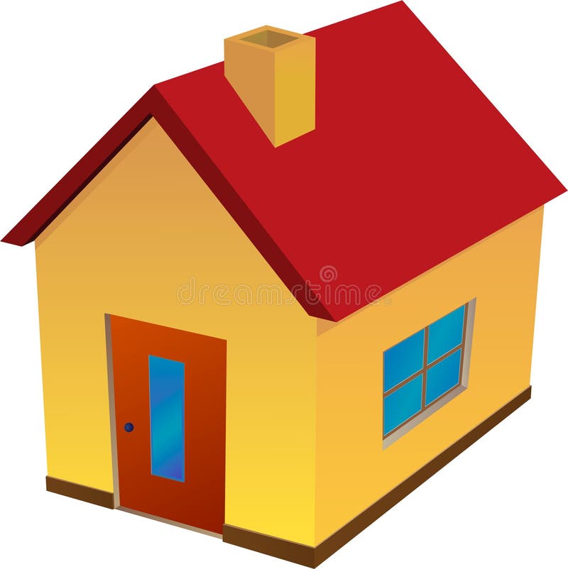Yellow house with red roof stock vector. Illustration of residential ...