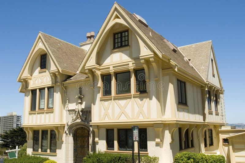 Yellow House with sign stock photo. Image of landscaping - 2712884